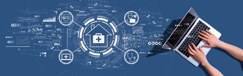 Telehealth Theme with Woman Using a Laptop Stock Image - Image of ...