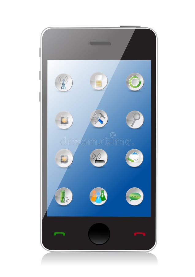 Telemóvel E Os Símbolos De Suas Funções Ilustração Stock - Ilustração ...