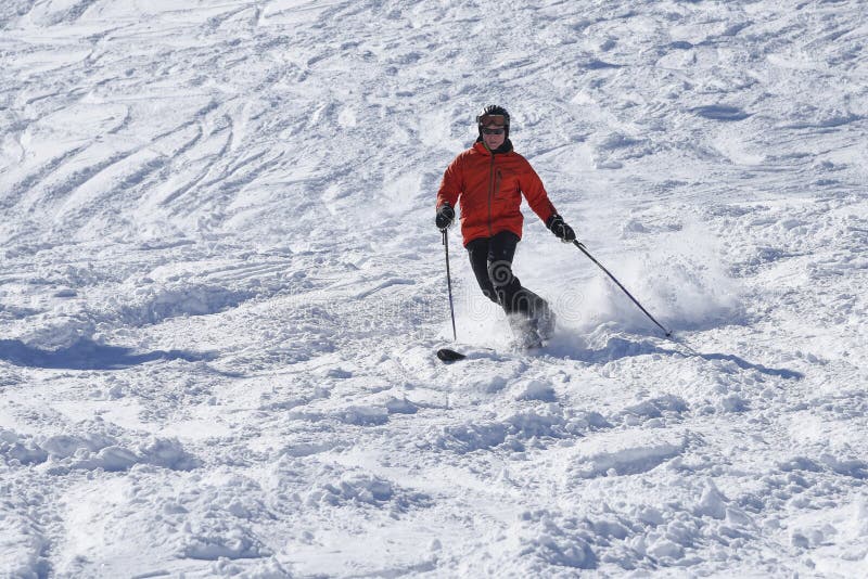 Telemark Skier in Deep Snow Editorial Stock Image - Image of sport ...