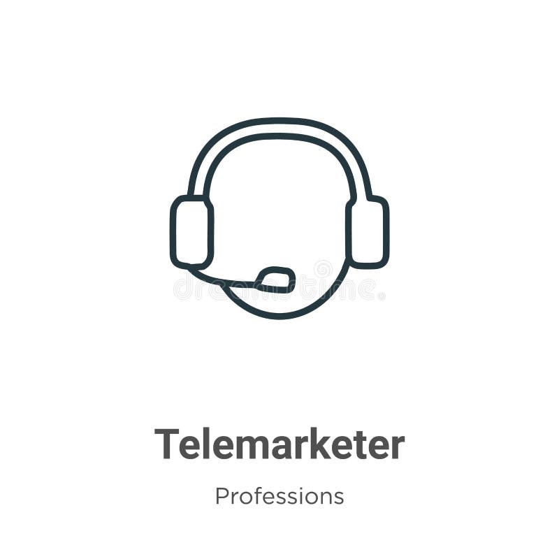 Telemarketer Outline Vector Icon. Thin Line Black Telemarketer Icon, Flat Vector Simple Element ...