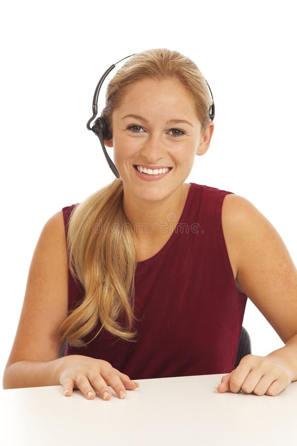 Portrait of Young Telemarketer Stock Photo - Image of pretty, headset ...