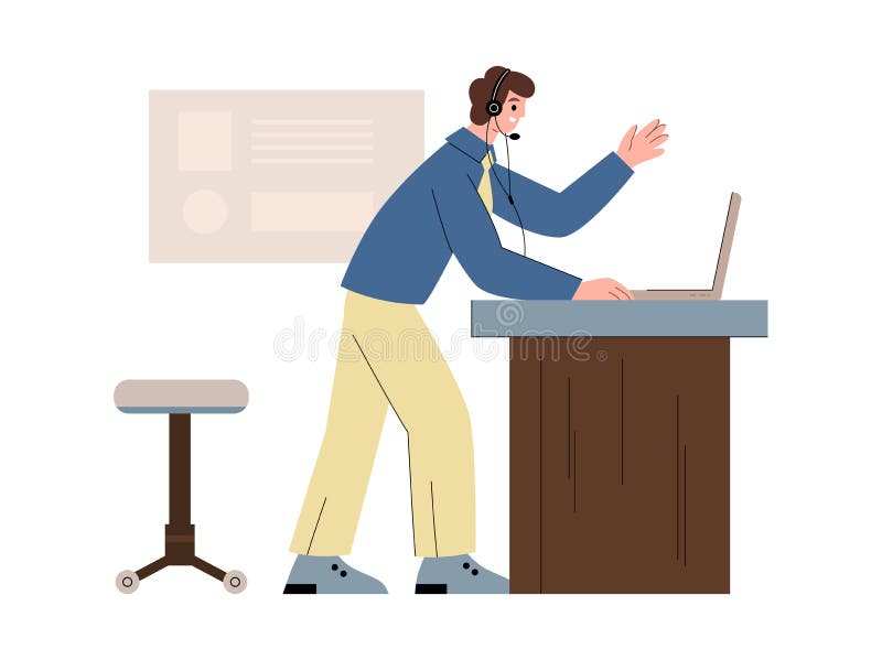 Telemarketing Call Operator Calling To Client Flat Vector Illustration ...