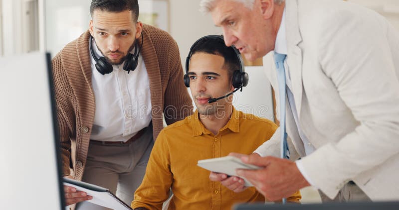 Telemarketing, Manager and Team with Documents in Office, Internship ...