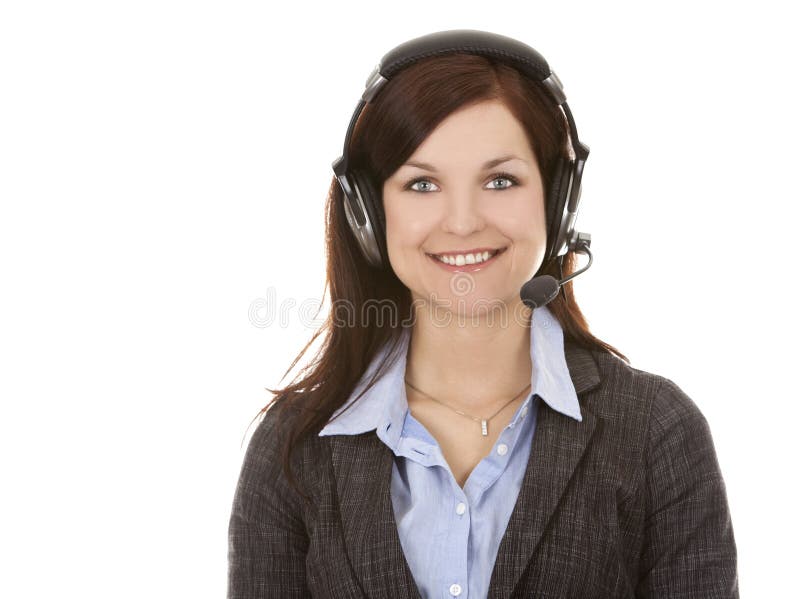 Portrait of Young Telemarketer Stock Photo - Image of pretty, headset ...