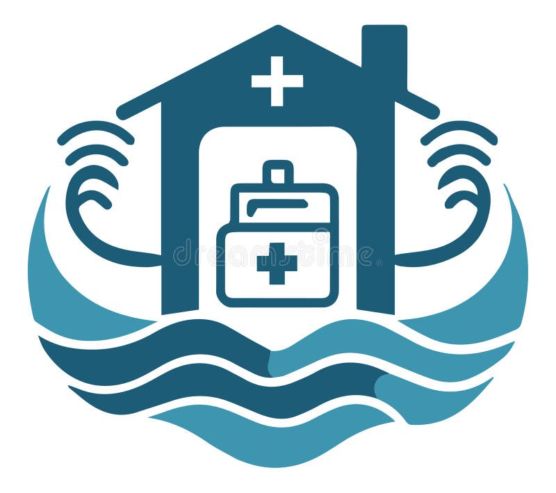 Telemedicine Concept Icon with House and Waves Stock Vector ...