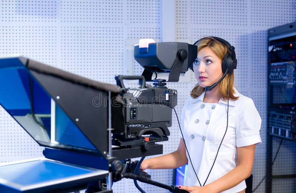 Teleoperator at TV studio stock photo. Image of operator - 15341512