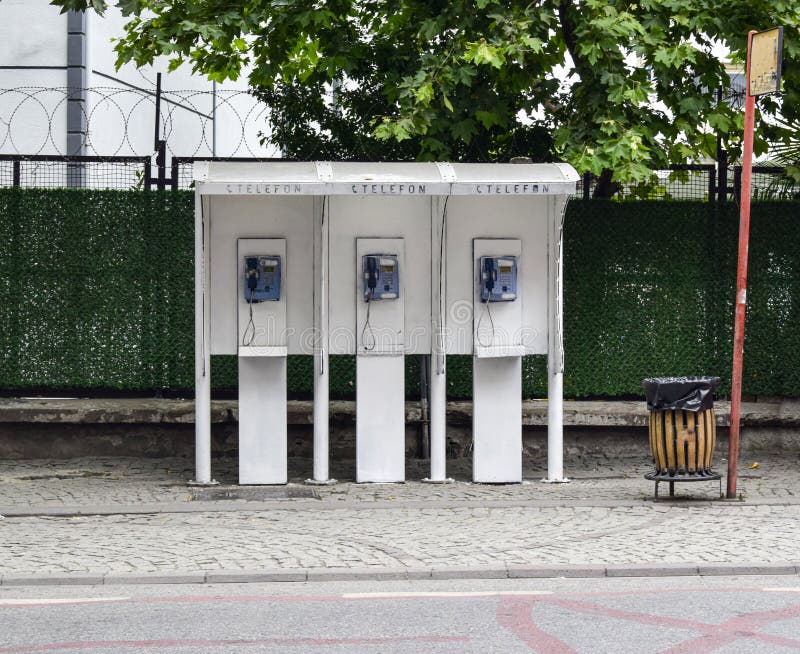 Telephone Booth on the Street Stock Photo - Image of city4, clouds ...