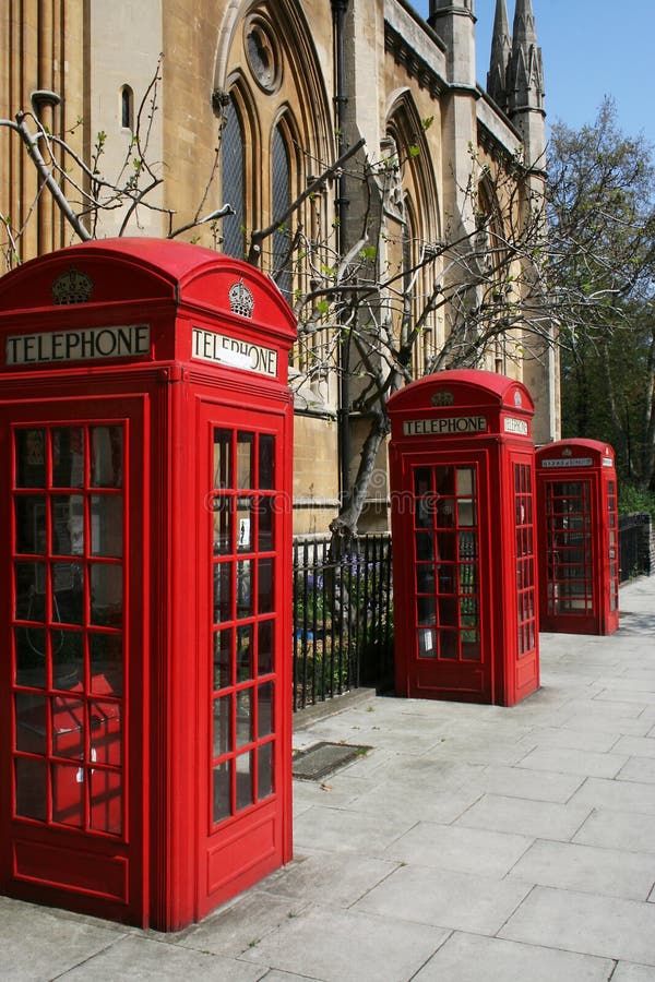 Telephone Booths on a London Street Stock Photo - Image of booth, coin ...