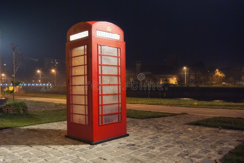 Telephone box at night stock image. Image of horizontal - 34655875