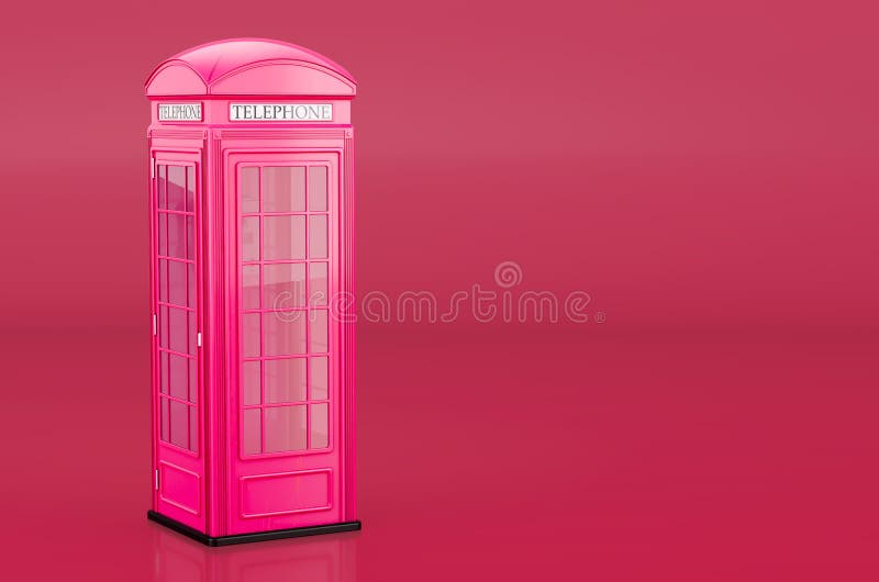 Telephone Box in Trending Viva Magenta Colors, 3D Rendering Stock ...