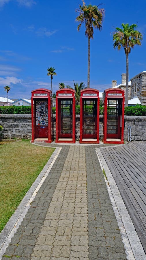 Telephone Boxes at Royal Naval Dockyard, Bermuda Editorial Photography ...