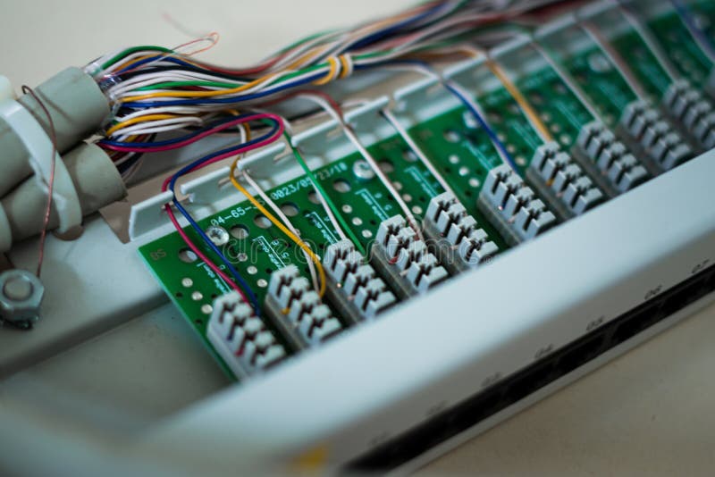 Telephone cable panel stock image. Image of resistor - 194564579