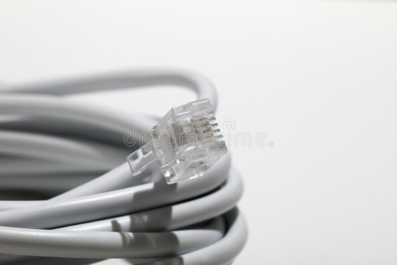 Telephone Cable with Plug, Rj11 Stock Photo - Image of communication ...