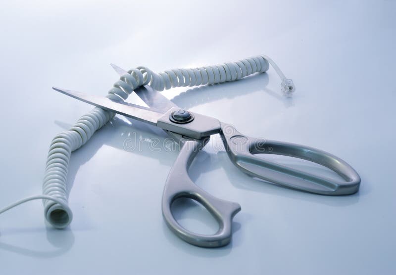 Telephone Cord Being Cut by Scissors Stock Photo - Image of problems ...