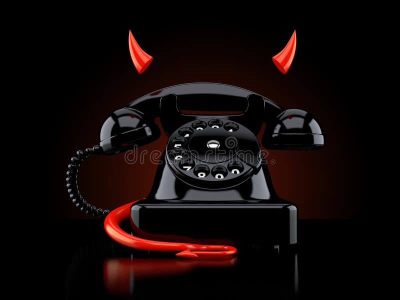 Hell Call Center. Satan With Headset. Devil Responds To Phone Ca Stock ...