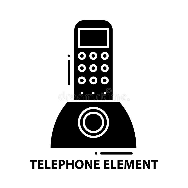 Telephone Element Icon, Black Vector Sign with Editable Strokes ...