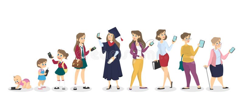 Telephone Evolution. Different Generations Use Different Phone Stock ...