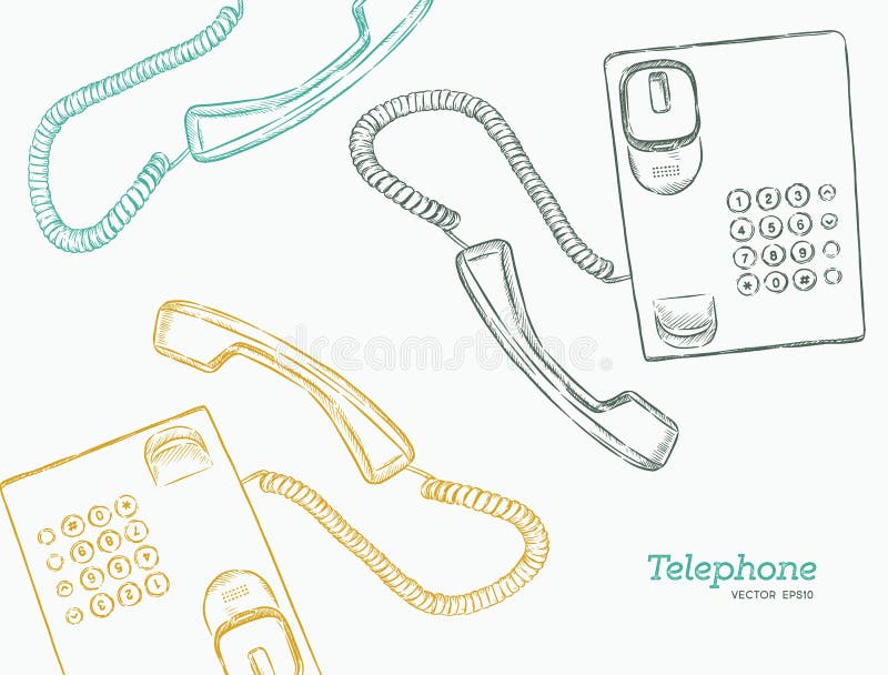 Telephone, Hand Draw Sketch Vector. Stock Vector - Illustration of ...