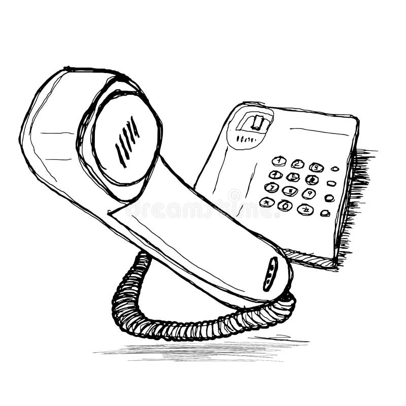 Telephone Hand Drawing Sketch Stock Vector - Illustration of quick ...