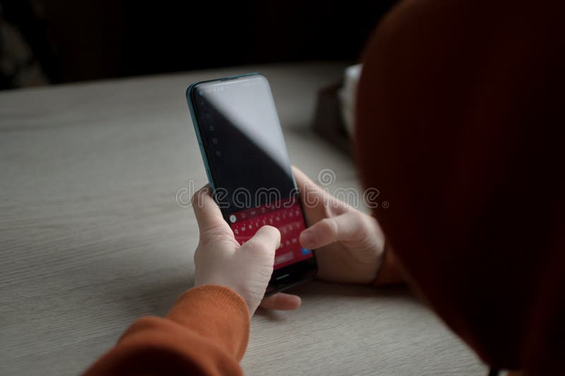 Telephone in the Hands of a Child with Space for Text Stock Image ...