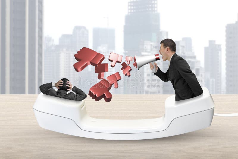 Telephone Handset with Businessman Yelling at Another Man Stock Image ...