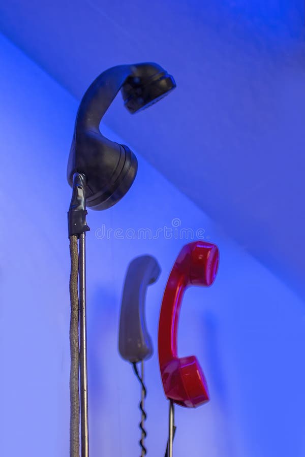 Telephone Handsets with Wires. Concept of Telephone Conversations ...
