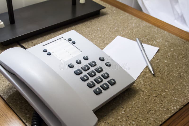 Telephone in Hotel Room with Note Paper Stock Photo - Image of card ...