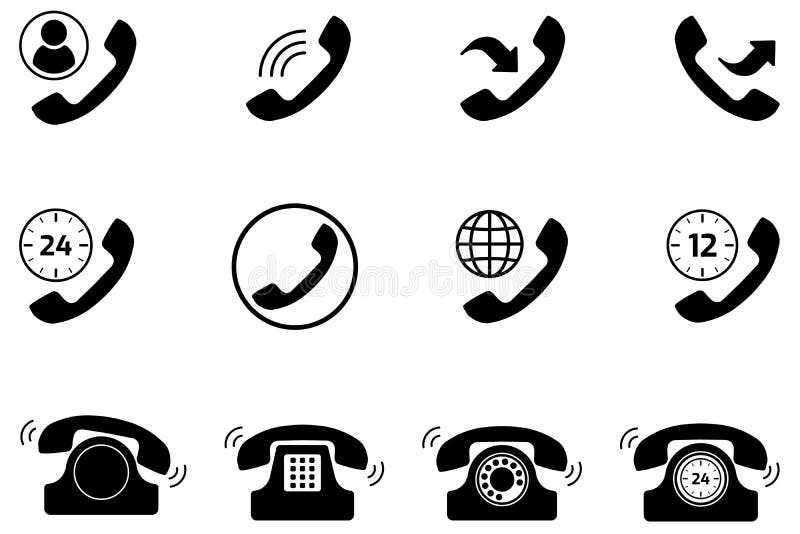 Telephone Icon Set. Collection of Telephone Symbols Stock Vector ...