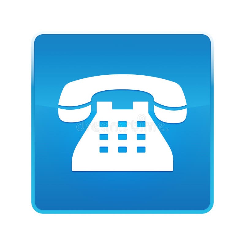 Telephone Icon Shiny Blue Square Button Stock Illustration ...