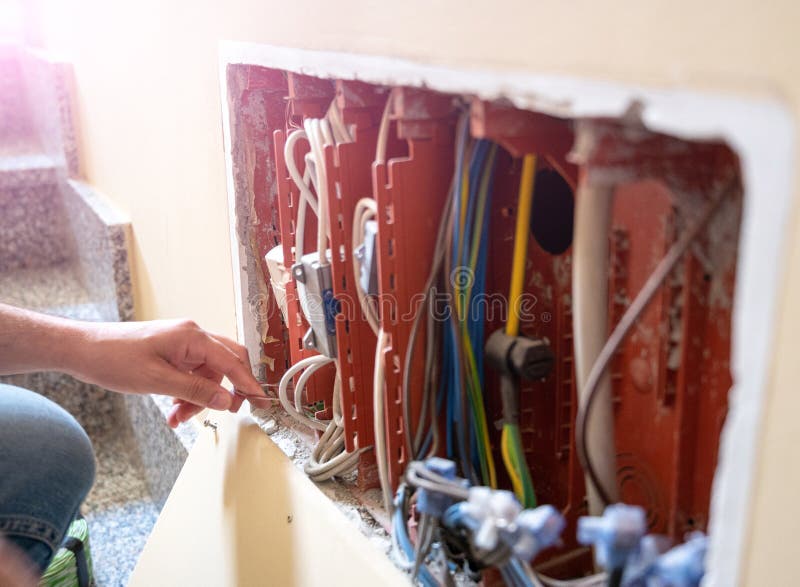 A Telephone Junction Box Has Been Opened Stock Photo - Image of ...