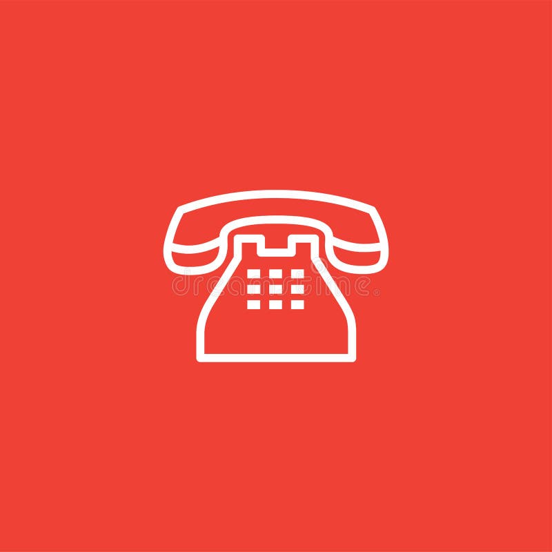 Telephone Line Red Icon on White Background. Red Flat Style Vector ...