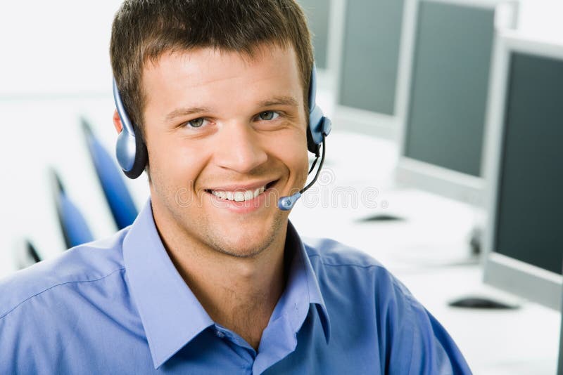 Telephone Operator Busy on Phone Call Stock Image - Image of handsome ...