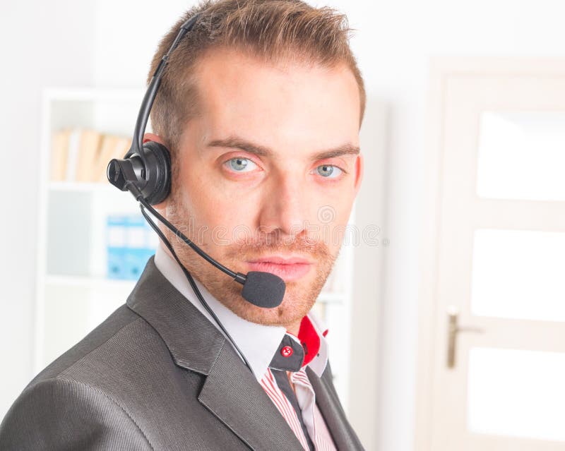 Telephone Operator in Call Center Stock Image - Image of headphones ...