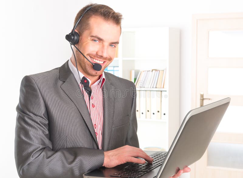 Telephone Operator in Call Center Stock Image - Image of headphones ...