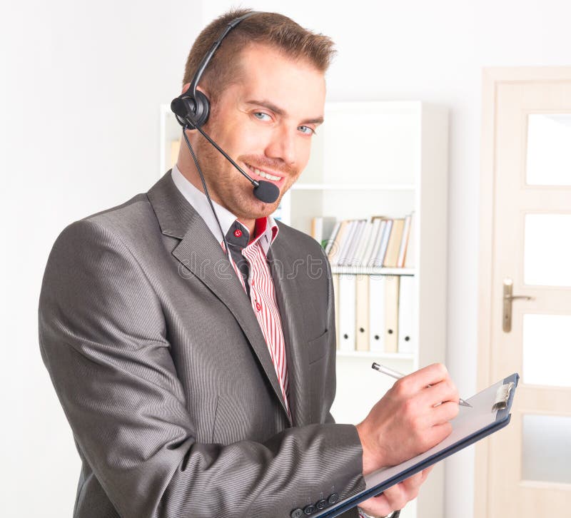 Call Center Team in the Office on the Phone with Headset Stock Photo ...