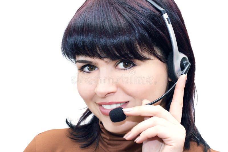 Telephone Operator Isolated on White Stock Image - Image of headset ...