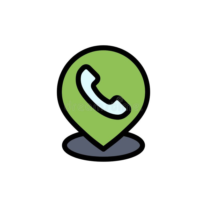 Telephone, Phone, Map, Location Flat Color Icon. Vector Icon Banner ...