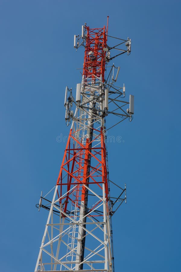 Telephone Pole with Clear Blue Sky. Stock Image - Image of metal, cell ...