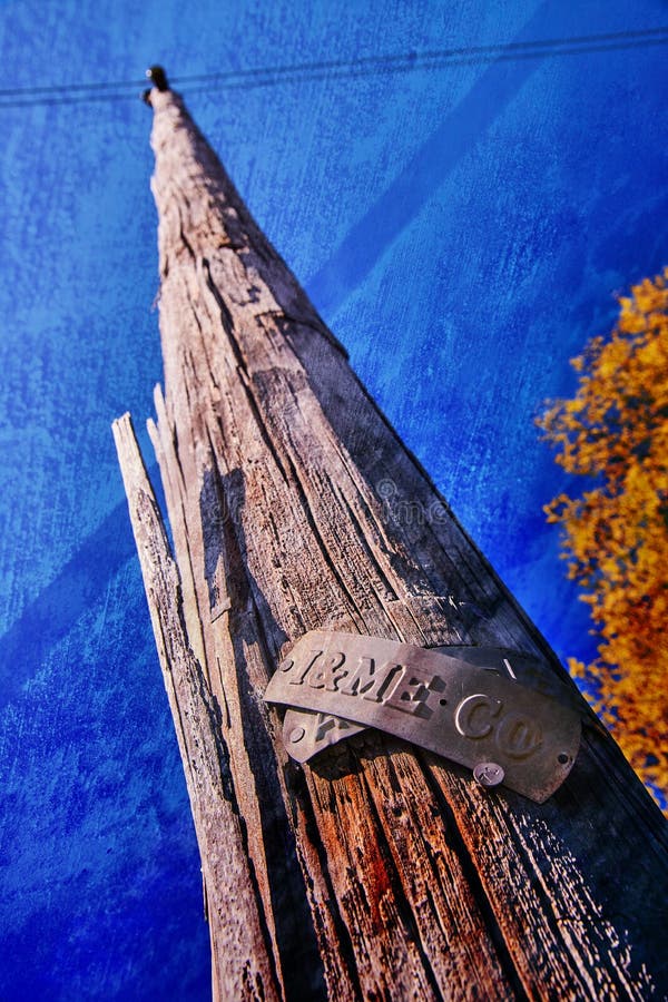 Telephone Pole with Texture Overlay Against Blue Sky Stock Image ...