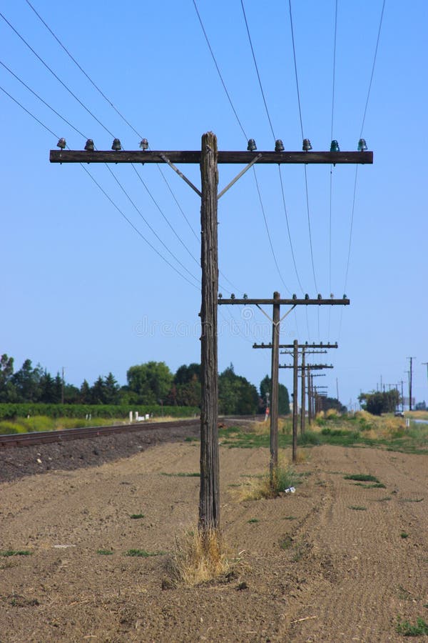 Horizon Train Tracks Buildings Telephone Poles