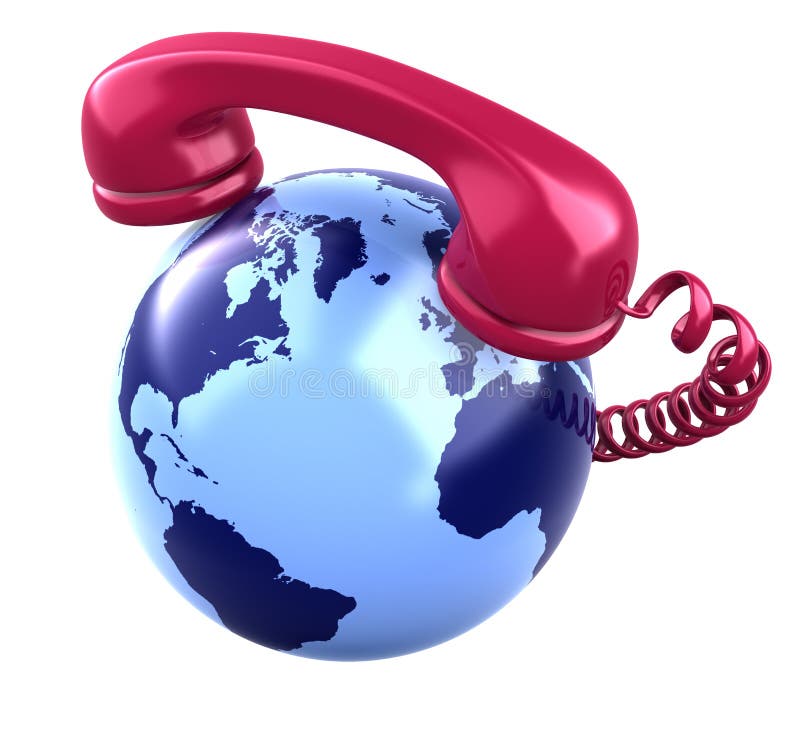 Telephone Receiver and Earth Globe. Stock Illustration - Illustration ...