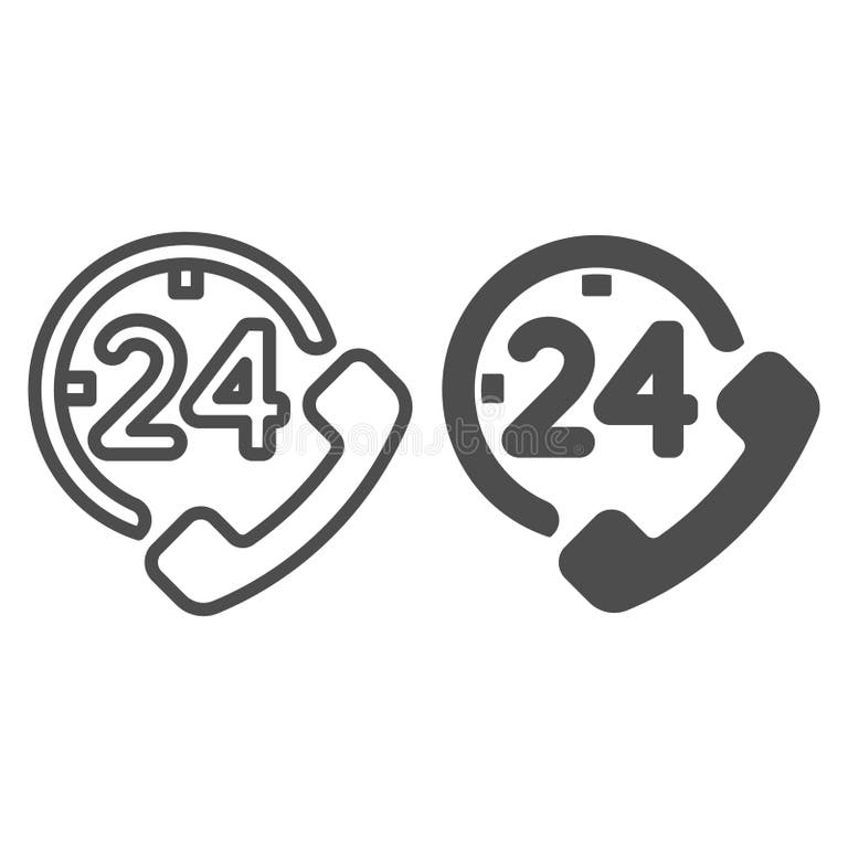 Telephone Receiver with 24 Hours Support Line and Solid Icon, Human ...