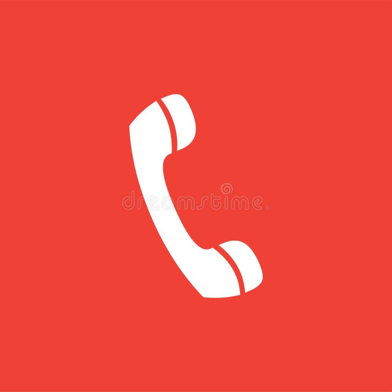 Telephone Receiver Red Icon on White Background. Red Flat Style Vector ...