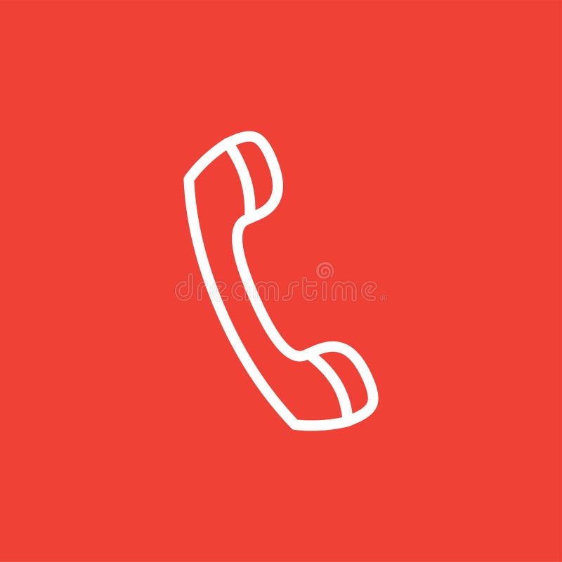 Telephone Receiver Red Icon on White Background. Red Flat Style Vector ...