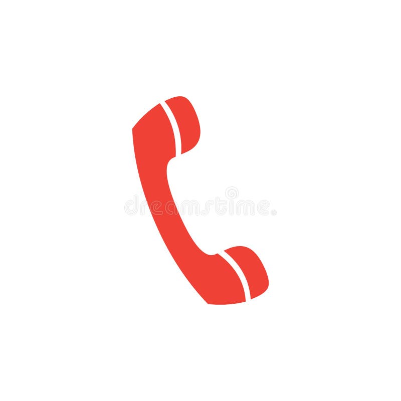 Telephone Receiver Red Icon on White Background. Red Flat Style Vector ...