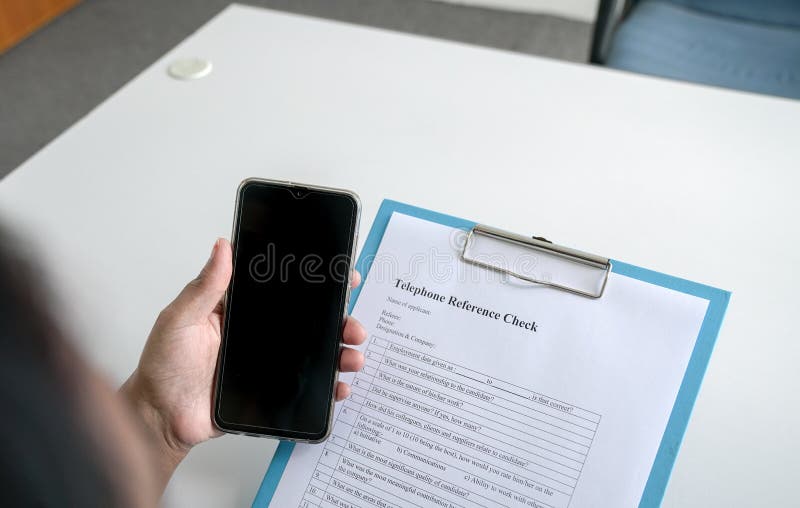 Telephone Reference Check Form on Potential Employees Stock Photo ...