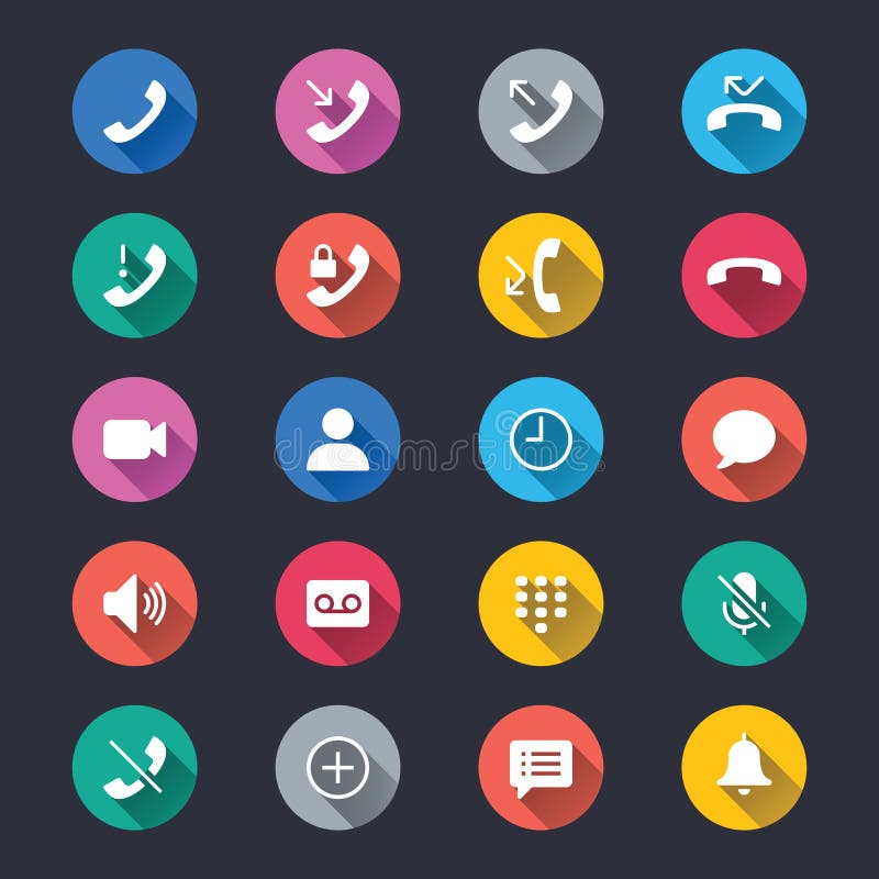 Telephone Simple Color Icons Stock Vector - Illustration of call, sign ...