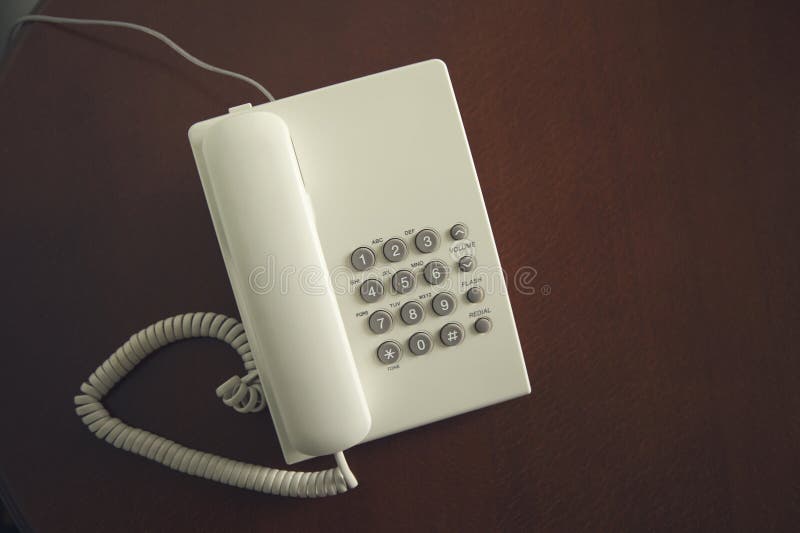 Telephone on Table in a Hotel Room Stock Image - Image of indoor, lamp ...