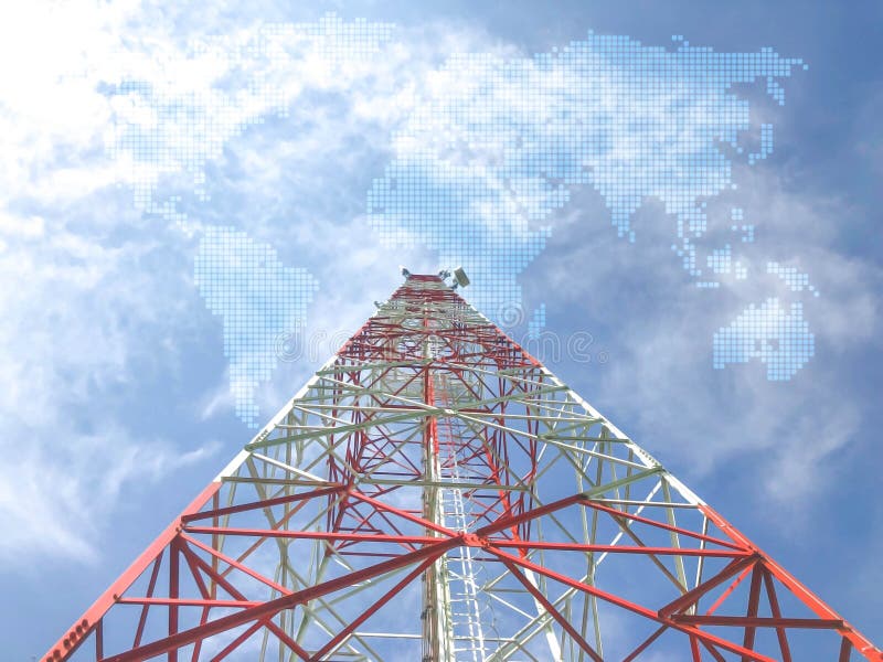 Telephone and Telecommunications Network Towers Around the World Stock ...
