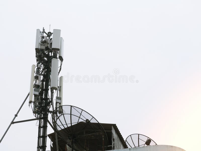 Telephone Towers Installed on the Building Stock Photo - Image of ...